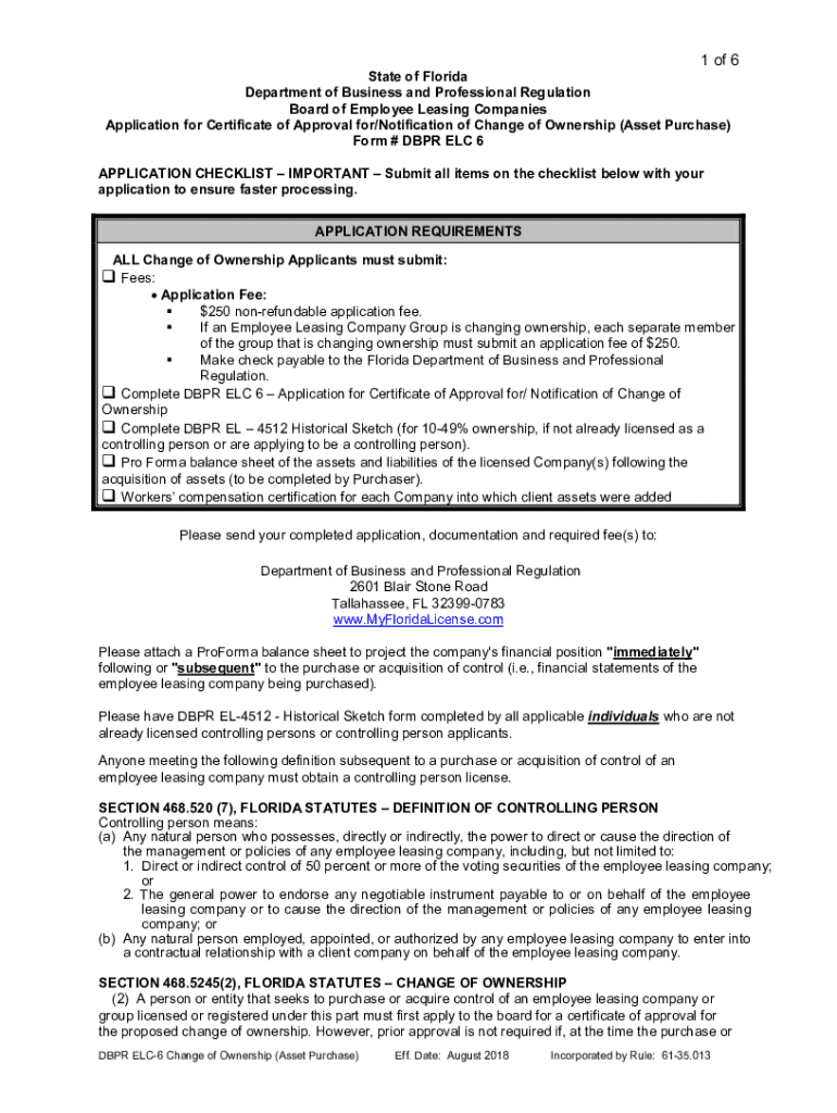Fillable Online Form # DBPR ELC 6 Fax Email Print - pdfFiller
