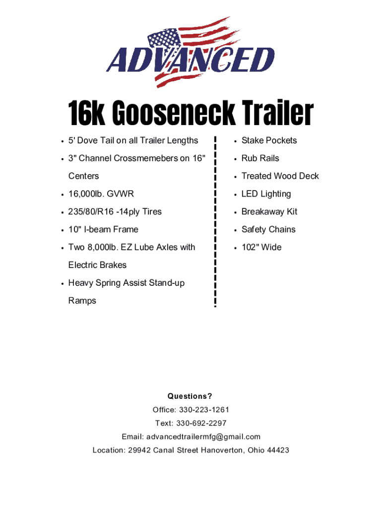 Fillable Online 16k Gooseneck Trailer Order Form Fax Email Print ...