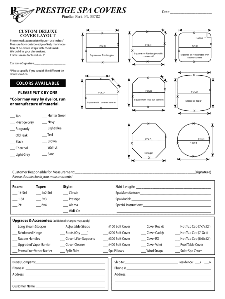 Fillable Online Spa Cover Measuring GuideWoburn Hot TubsSwim Spas Fax ...