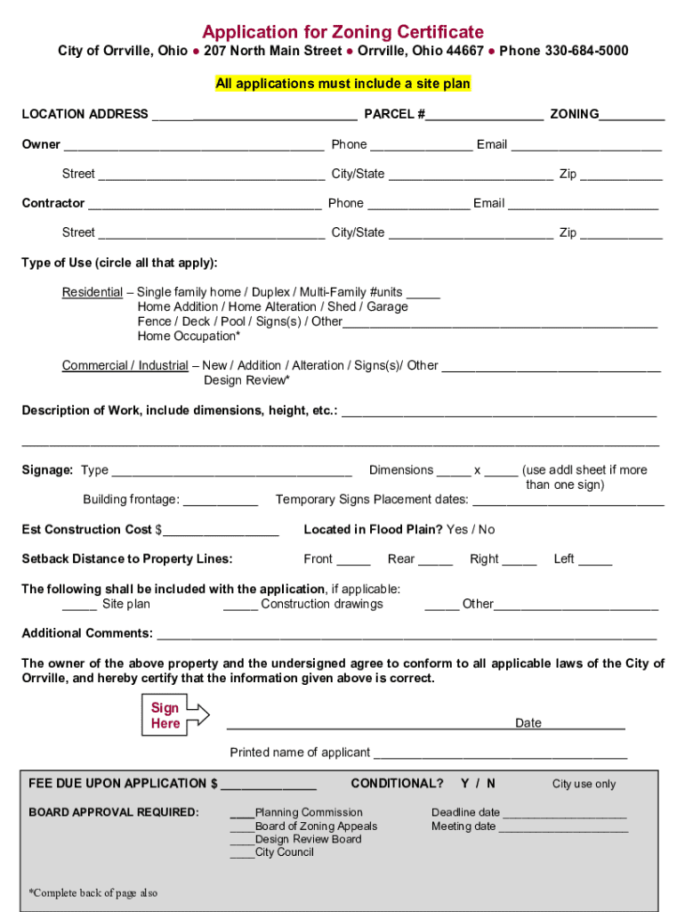Fillable Online INSTRUCTIONS FOR ZONING CERTIFICATE ... Fax Email Print - pdfFiller