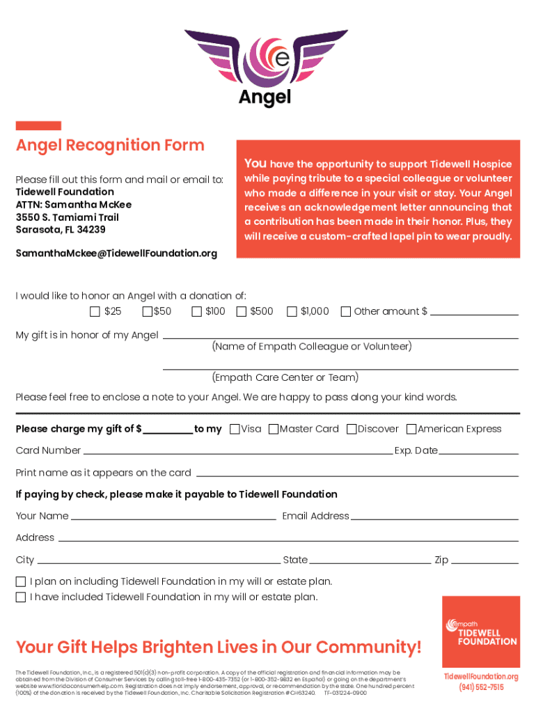 Fillable Online Angel Recognition Form Fax Email Print - pdfFiller