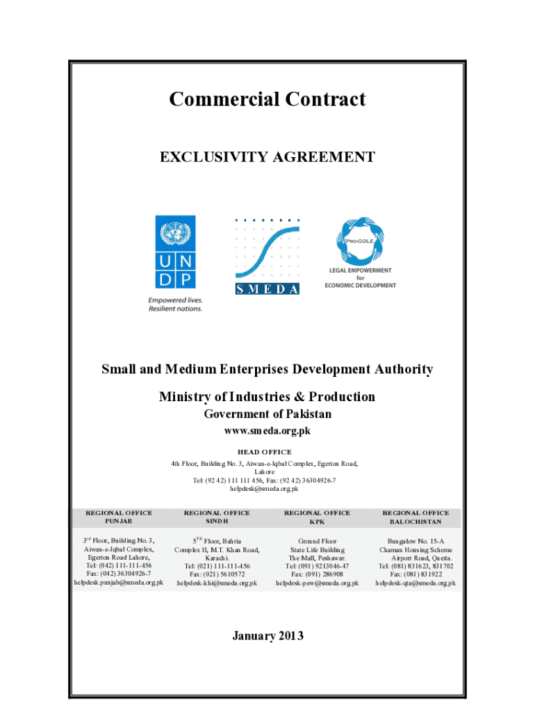 Fillable Online Exclusivity Agreement - Commercial Contract Fax Email ...