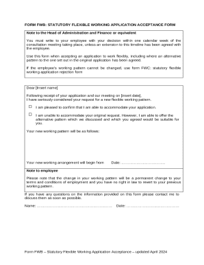 FLEXIBLE WORKING APPLICATION ACCEPTANCE Doc Template | pdfFiller