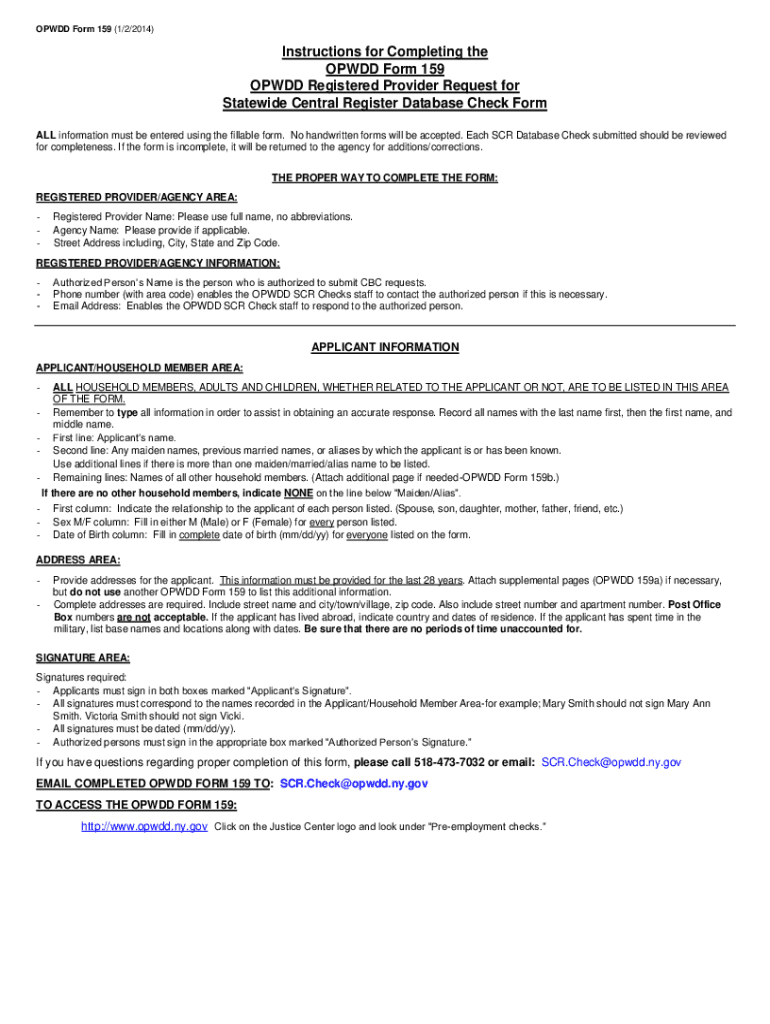 OPWDD Form 159 - Blank Fillable Template | Fill Out, Print & Download ...