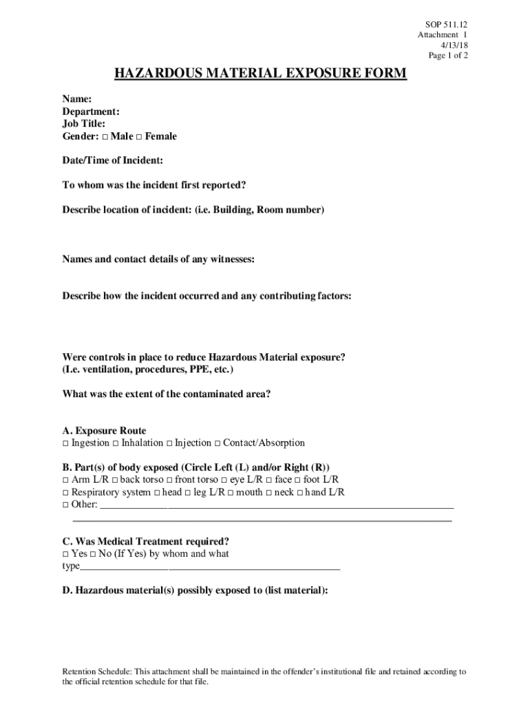Fillable Online Hazardous material exposure incident report form Fax ...
