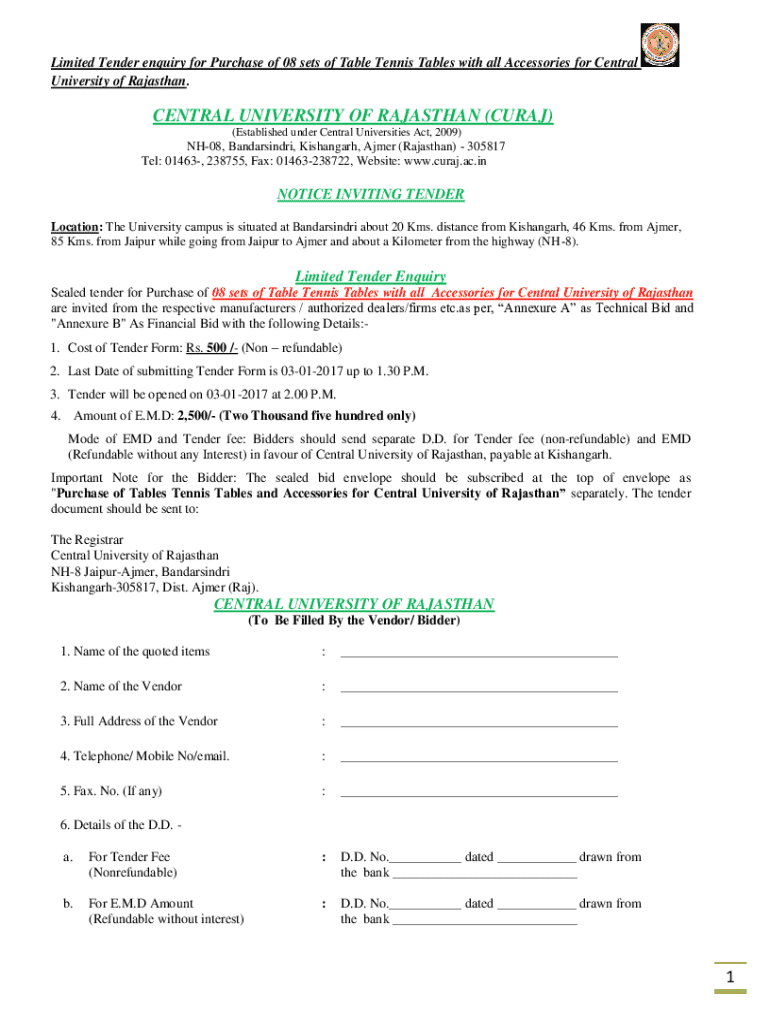 Fillable Online limited-tender-document-for-purchase-of-08-sets-of ...