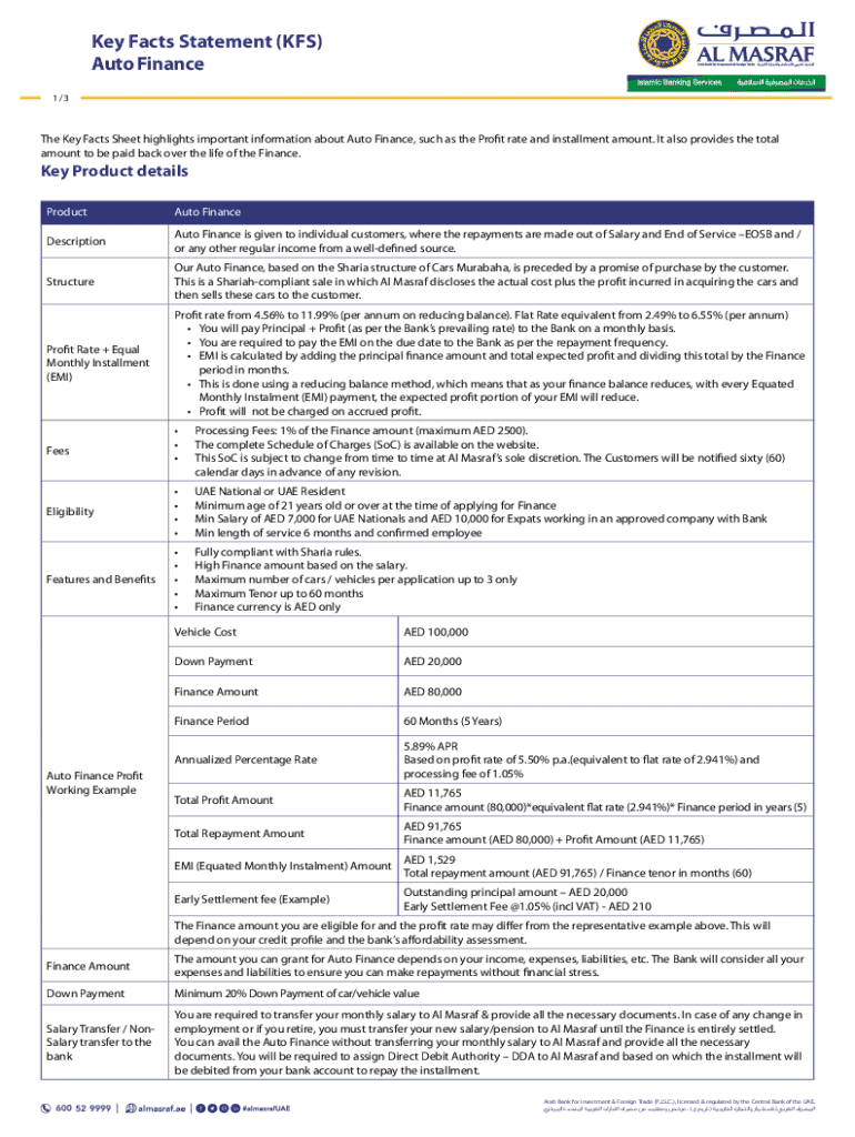 Fillable Online What the key fact statement says about your bank loan ...