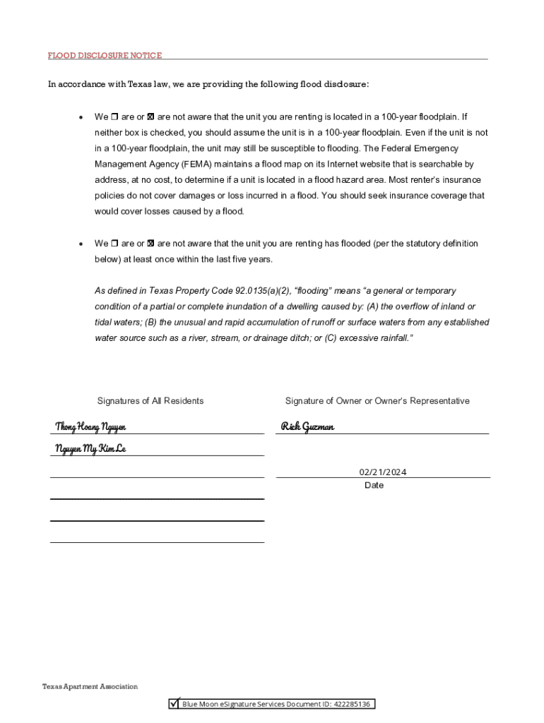 Fillable Online New (ish) Texas law that requires Flood Disclosure Fax ...