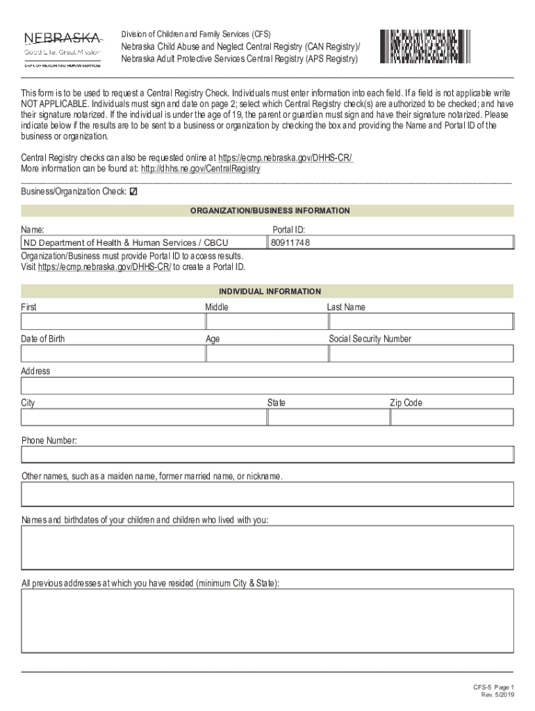 Fillable Online Request for Child andor Adult Abuse and Neglect Central ...