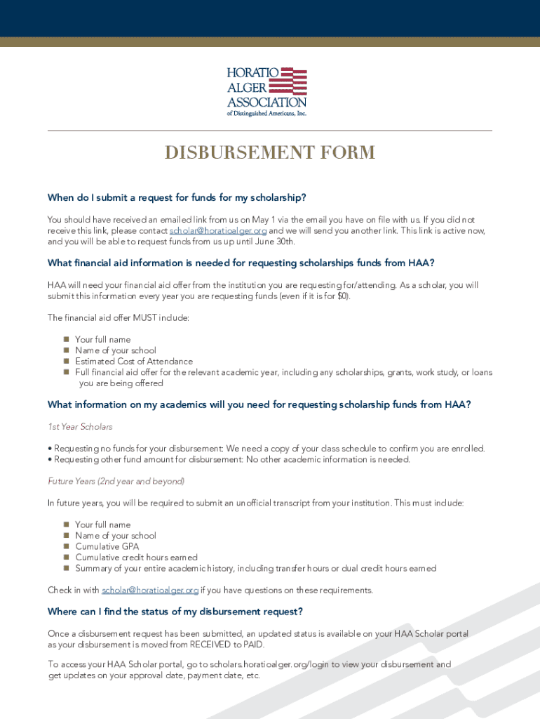 Fillable Online Disbursement Form Frequently Asked Questions Fax Email ...