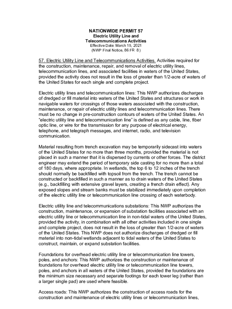 Fillable Online U.S. Army Corps Proposes Two New Nationwide Permits ... Fax Email Print - pdfFiller