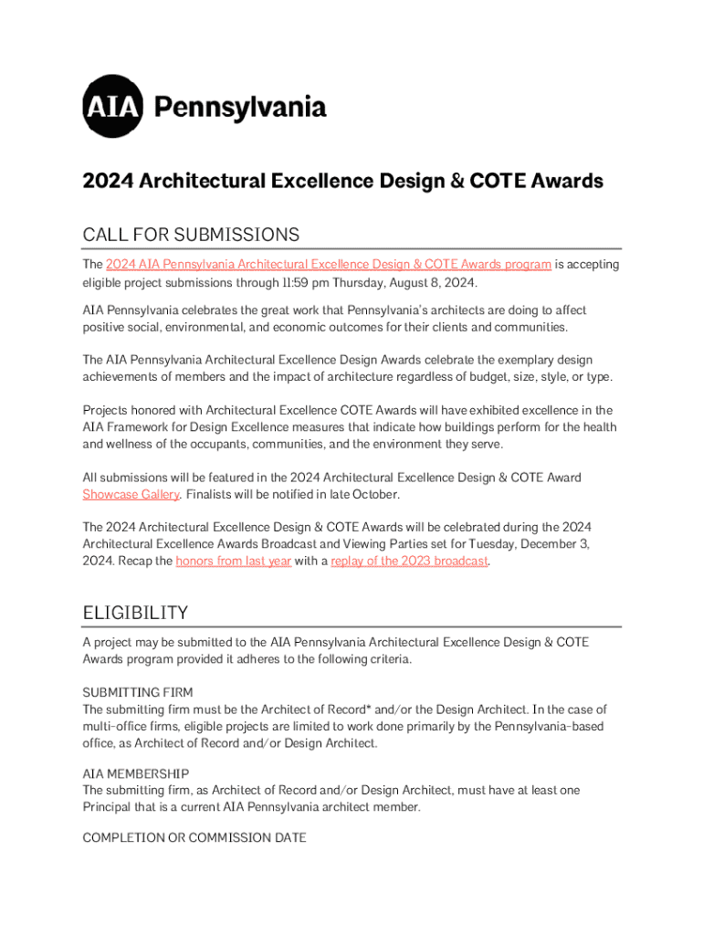 Fillable Online Architectural Excellence Design & COTE Awards Entry ...
