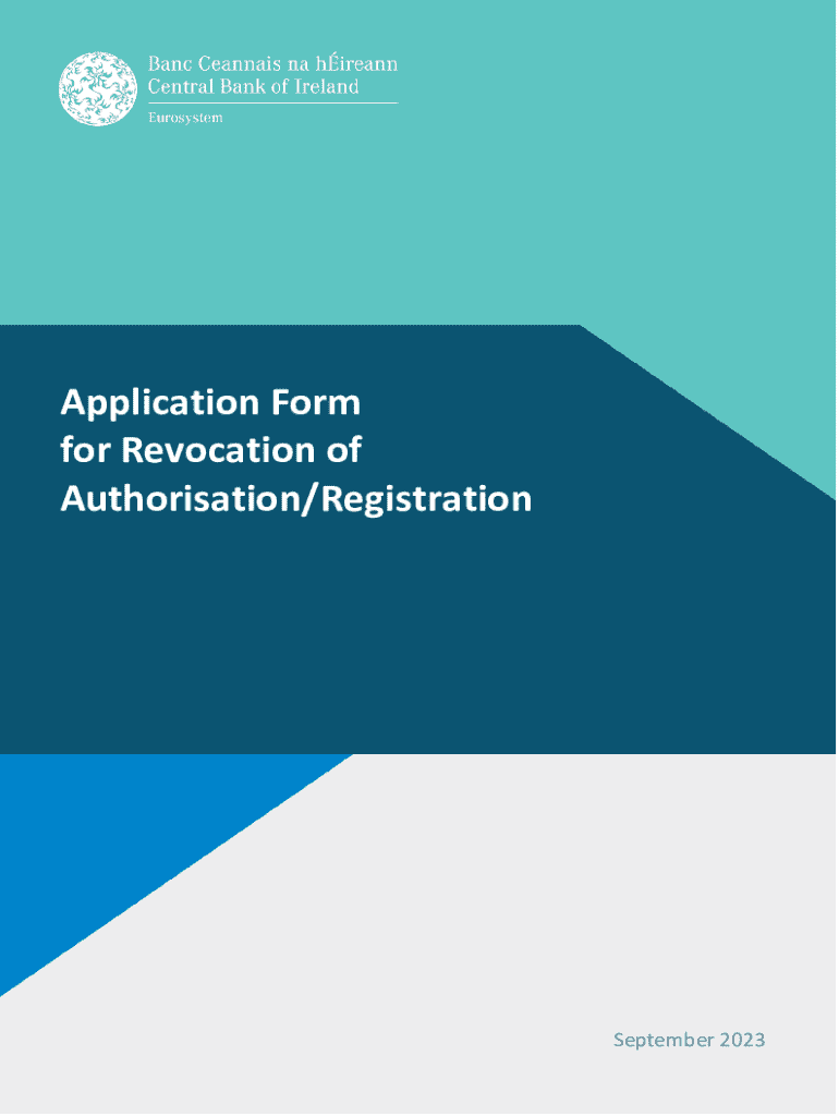 Fillable Online Application Form for Revocation of Authorisation ...