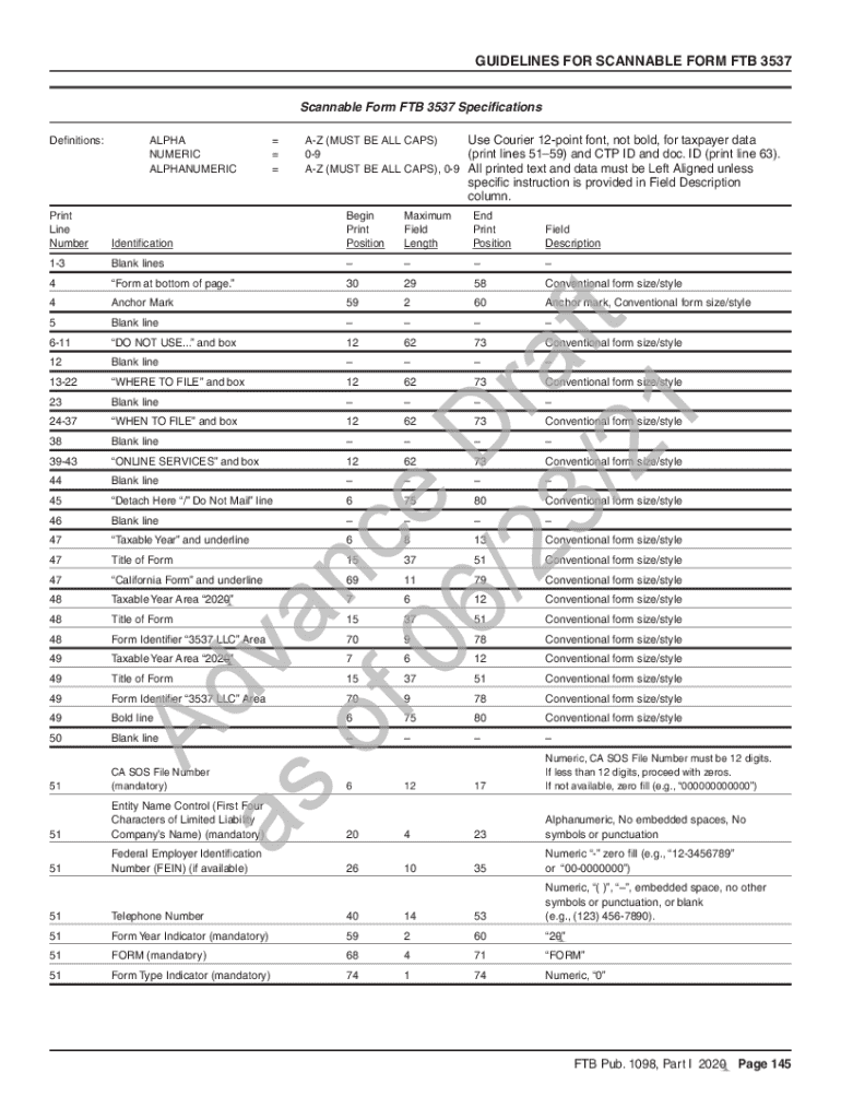 Fillable Online 2022 California Form 3537 (LLC) Payment for Automatic ...