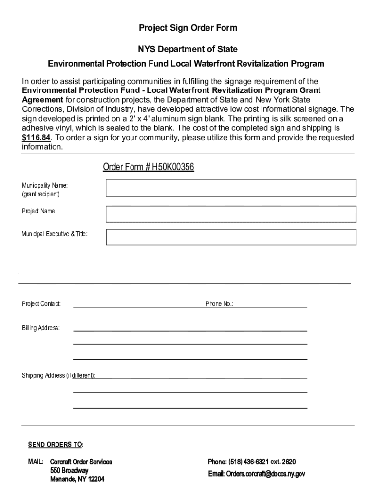 Fillable Online Sign Order Form - New York State Department of State ...