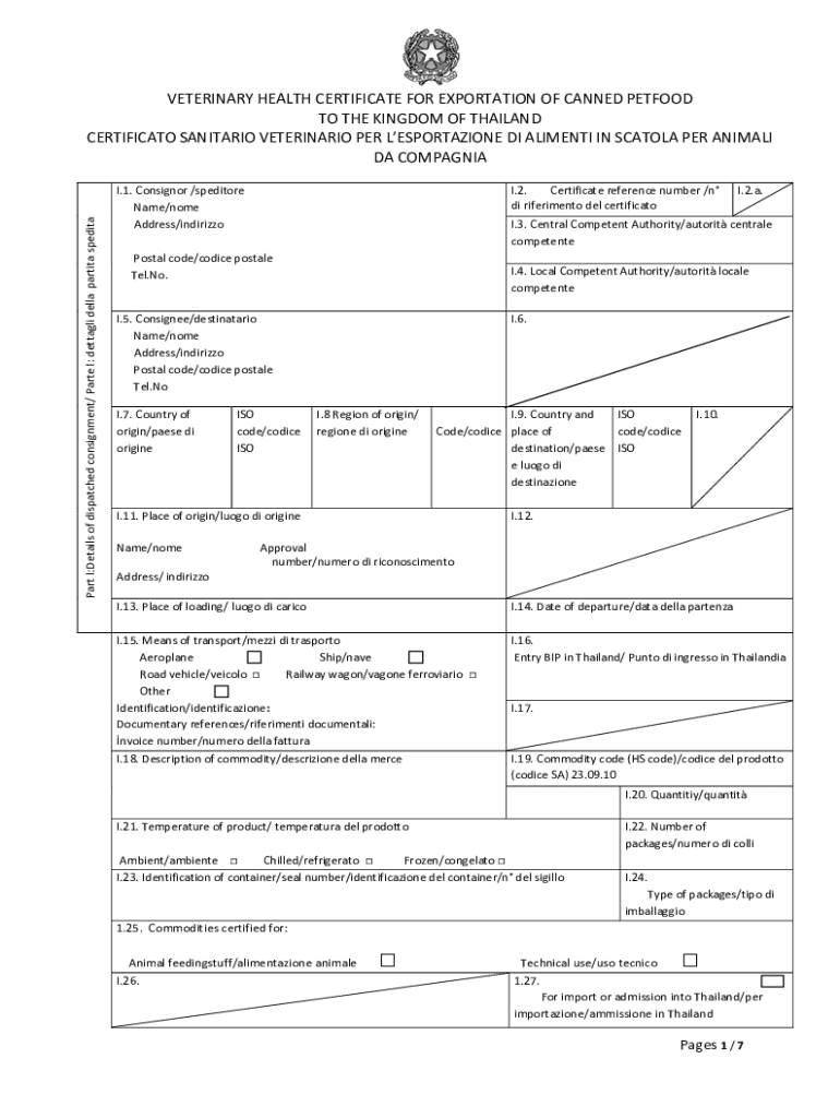 Fillable Online Health certificate for milk, milk based products and ...