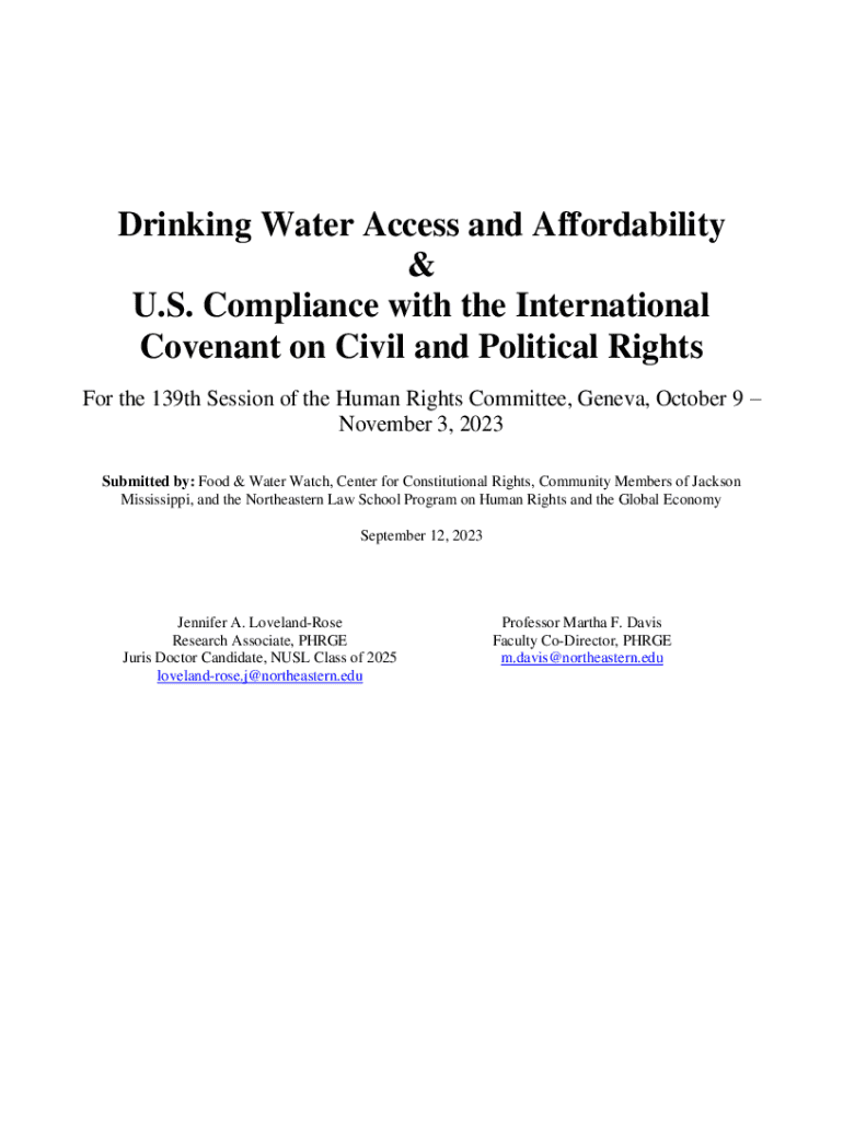 Fillable Online The Human Rights to Water and Sanitation in the United ...