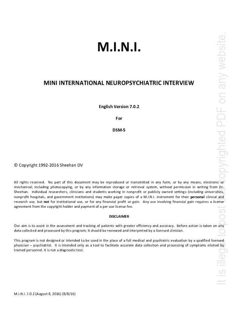 Fillable Online A Detailed Guide to the Mini International ...