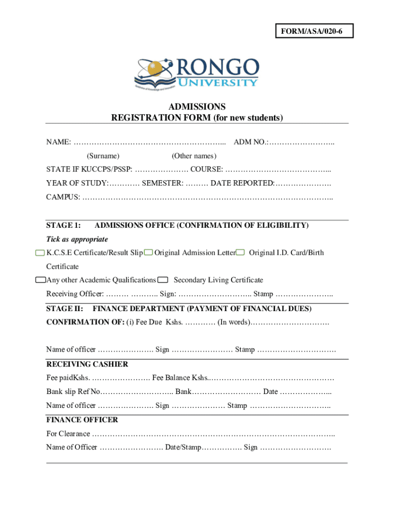 Fillable Online ADMISSIONS REGISTRATION FORM (for new students) Fax Email Print - pdfFiller
