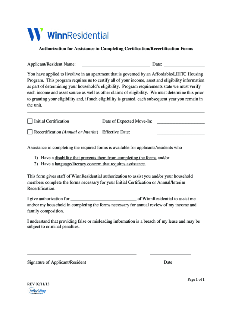 Fillable Online Winn Application Packet Checklist HUD Required ... Fax ...