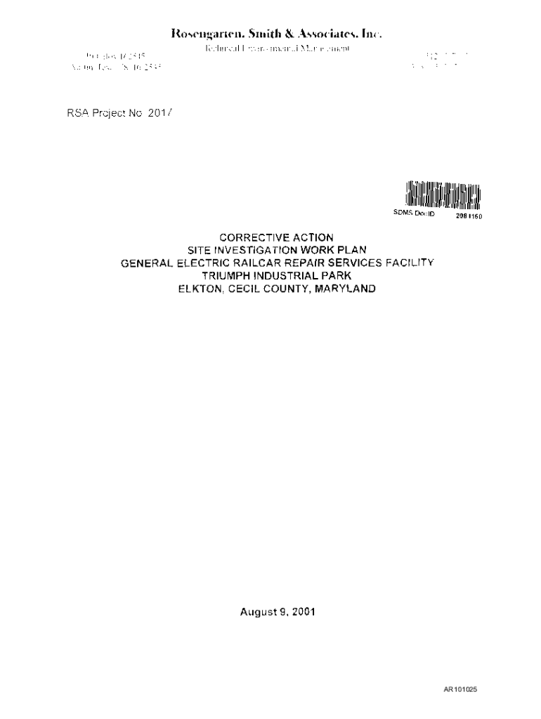 Fillable Online CORRECTIVE ACTION SITE INVESTIGATION WORK PLAN REPORT ...