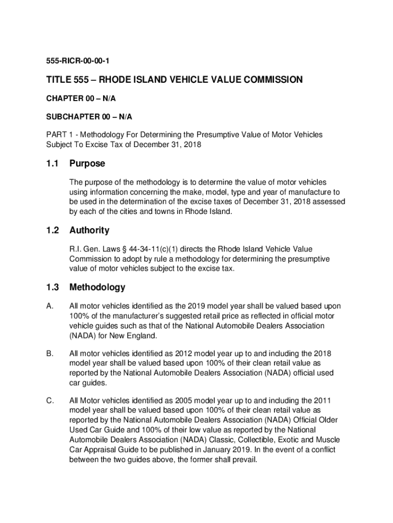 Fillable Online Who values motor vehicles in the State of Rhode Island? Fax Email Print - pdfFiller