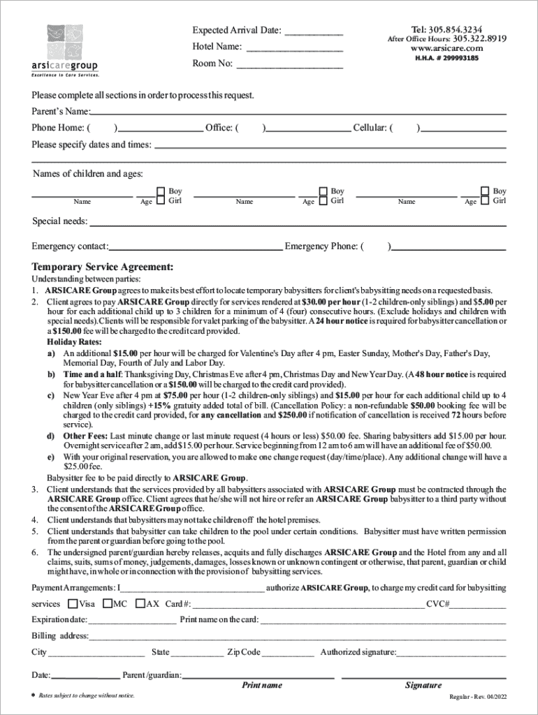 Fillable Online Temporary Service Agreement: Fax Email Print - pdfFiller