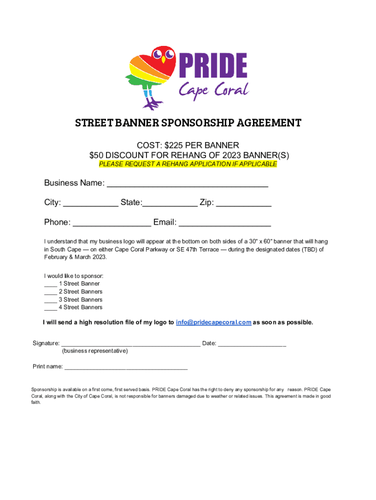 Fillable Online Banner Request Form City of Cadillac & State of ...