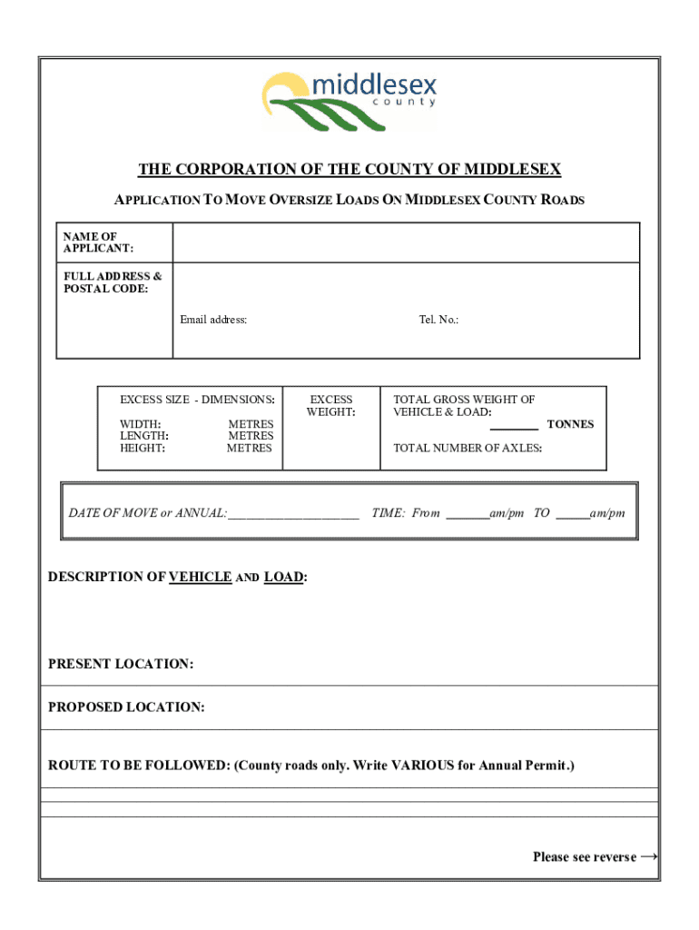 Fillable Online Fillable Online Moving Oversized Loads On Municipal ... Fax Email Print - pdfFiller