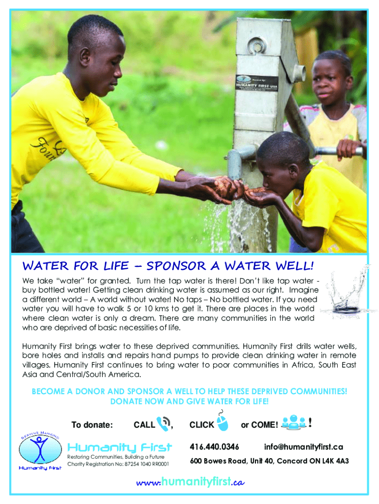 Fillable Online Water For Life Charity: Give Clean Water and Save Lives ...
