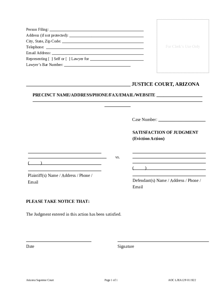 Satisfaction of Judgment. EA New Summons - Complaint - Ination Packet Doc Template | pdfFiller