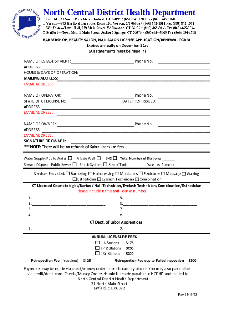 Fillable Online Salon License Application Renewal Form Fax Email Print - pdfFiller