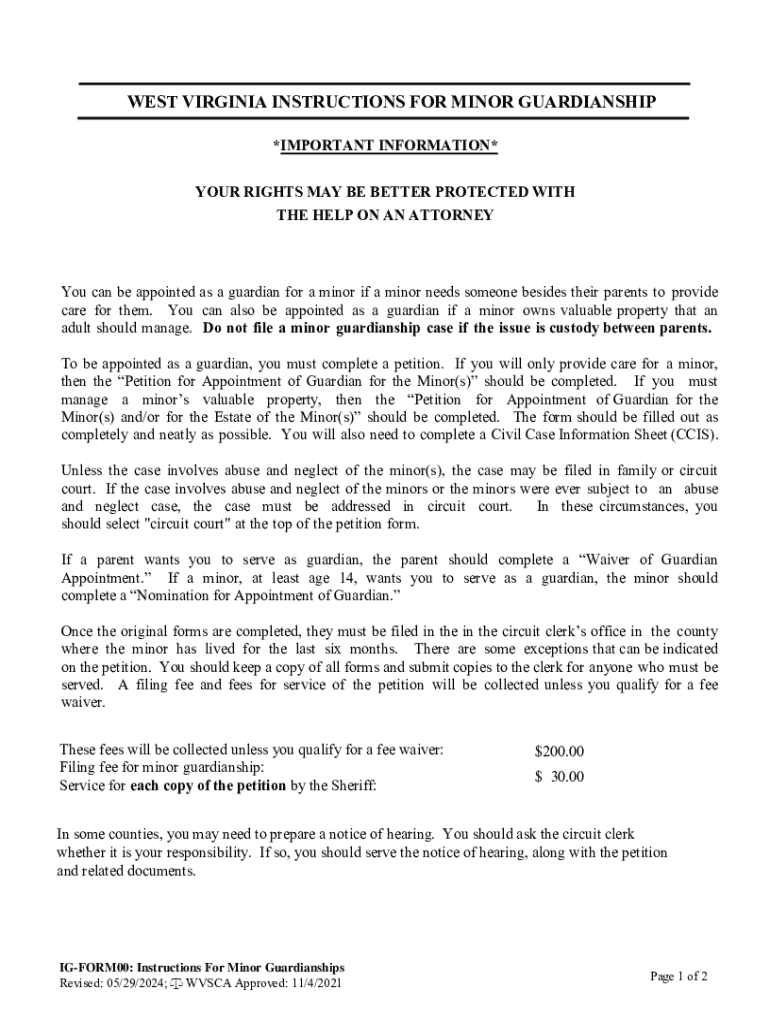 Fillable Online Wv Guardianship Forms - Fill Online, Printable ...