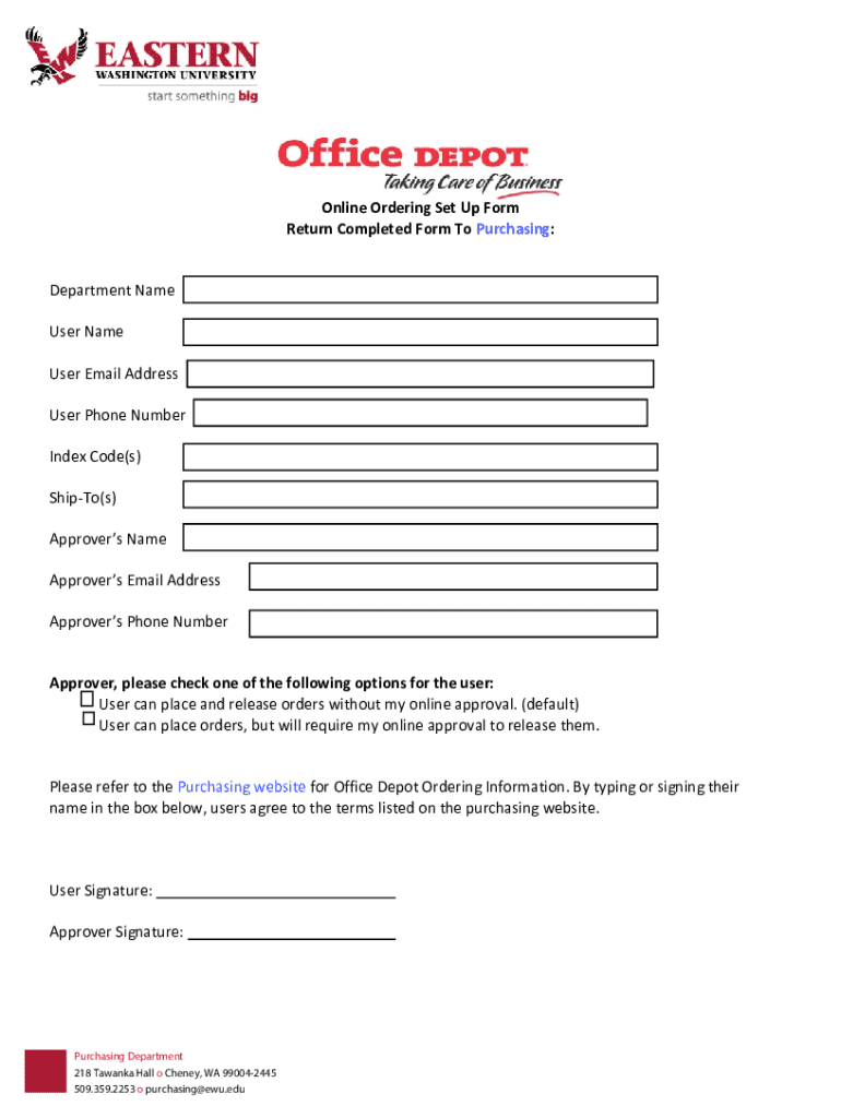 Fillable Online FY15 Office Depot Ordering Form.doc Fax Email Print - pdfFiller
