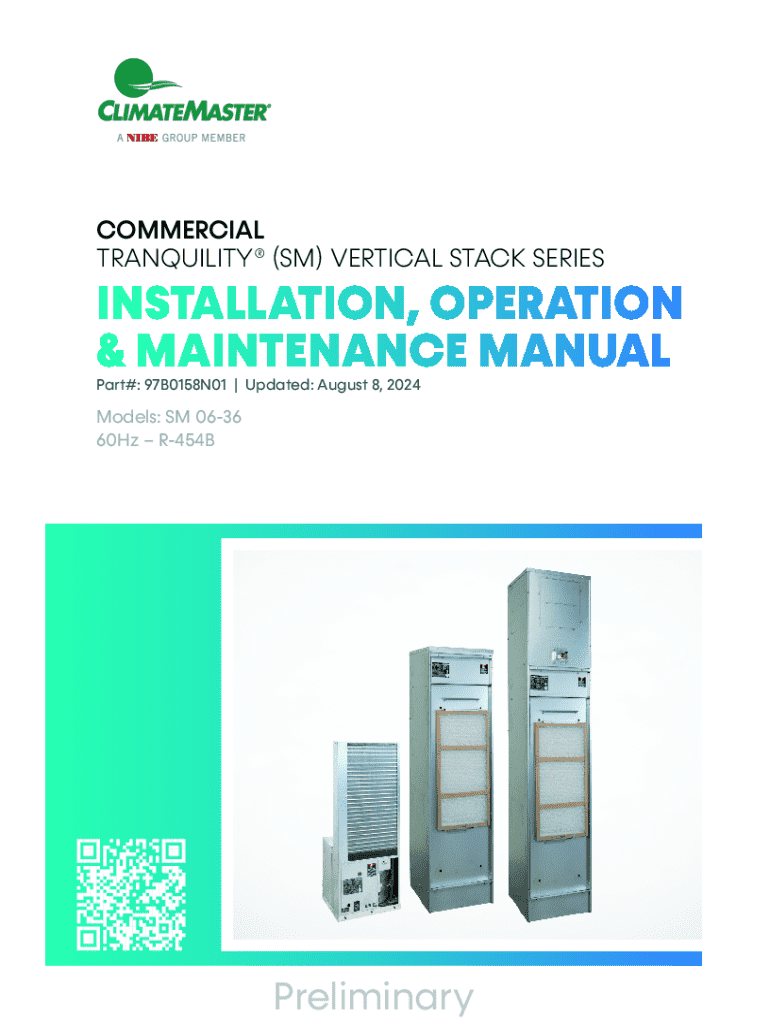 Fillable Online Climatemaster Tranquility Vertical Stack Series Manuals ...