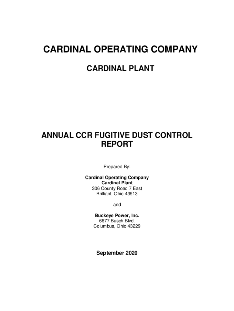 Fillable Online cardinal plant annual ccr fugitive dust control report ...