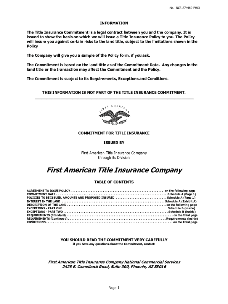 Fillable Online Understand the title insurance commitment before you put ... Fax Email Print ...