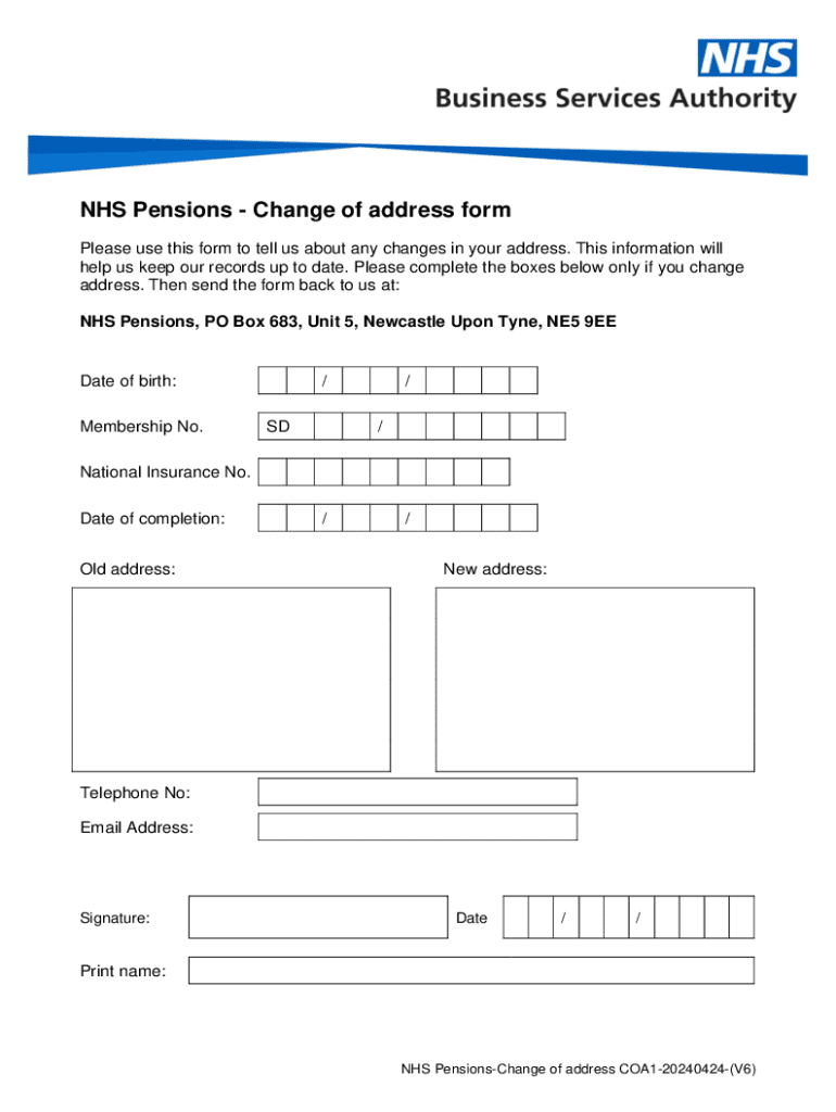 Fillable Online NHS Pensions - change od address form Fax Email Print ...