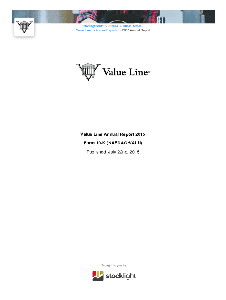 Fillable Online Value Line Inc (VALU) SEC Filing 10-K Annual Report ...