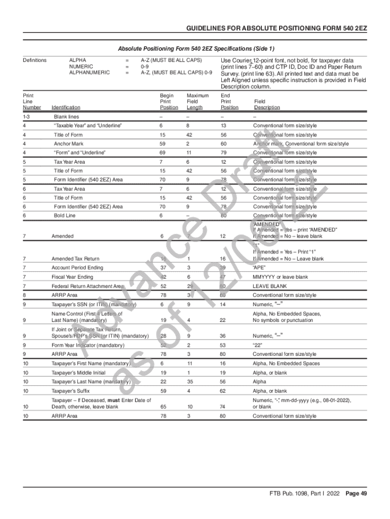 Fillable Online 2023 Form 540 2EZ California Resident Income Tax Return ...