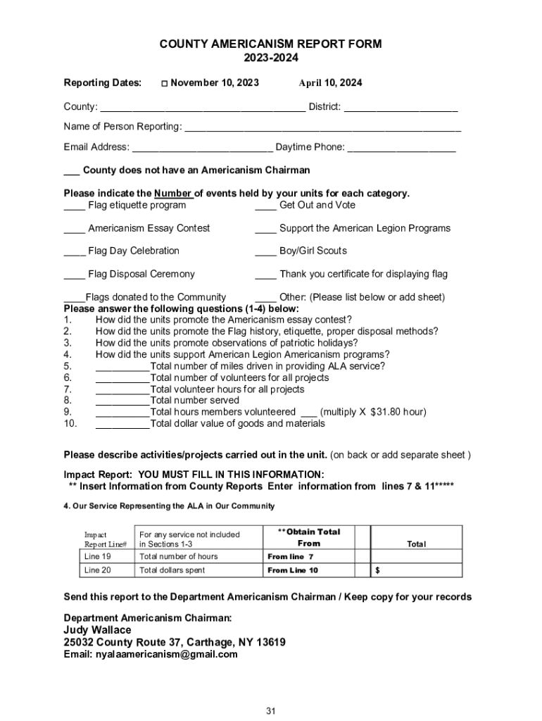 Fillable Online DEPARTMENT OF TEXAS VFW AUXILIARY REPORT FORM ... Fax ...