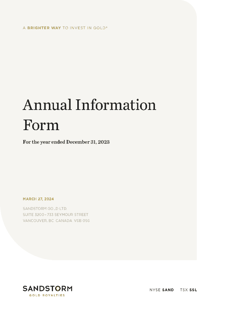 Fillable Online 99.1 Annual Information Form for the year ended December 31, 2023 Fax Email ...