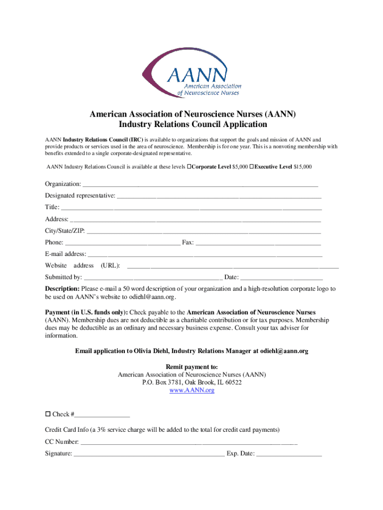 Fillable Online American Association of Neuroscience Nurses (AANN) ... Fax Email Print - pdfFiller