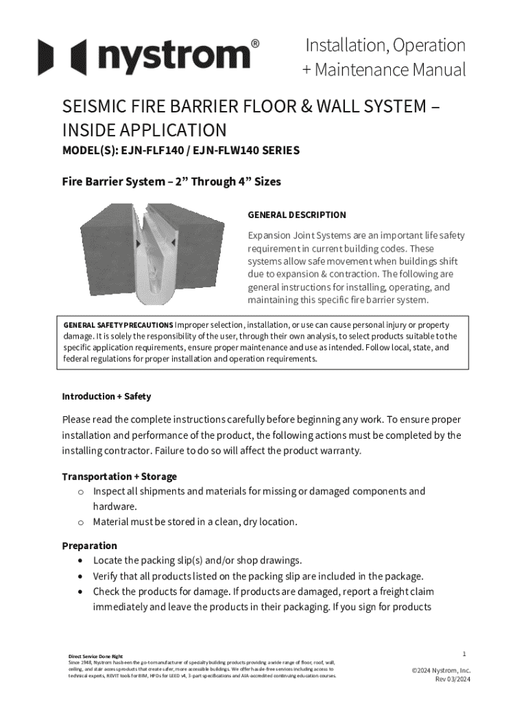 Fillable Online seismic fire barrier floor & wall systeminside ...