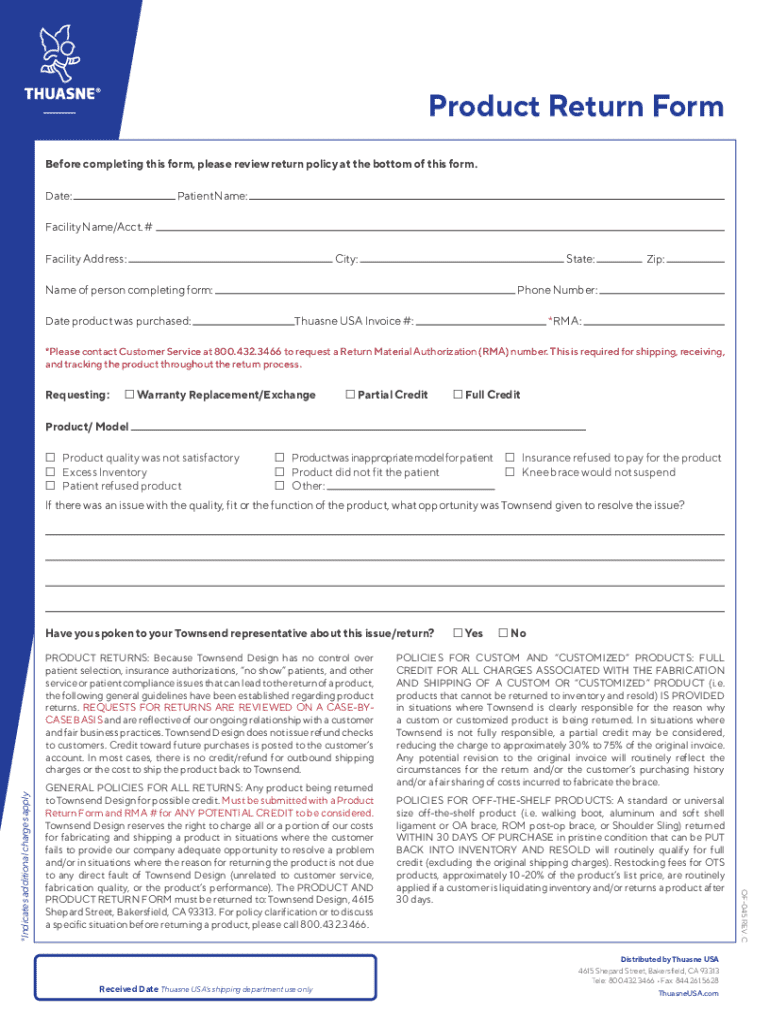 Fillable Online Before completing this form, please review return policy at the bottom of this ...