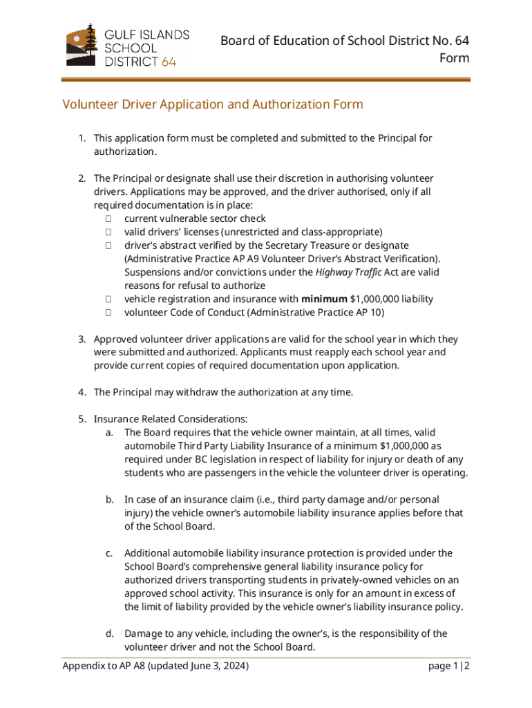 Fillable Online Volunteer Driver Application and Authorization Form Fax ...