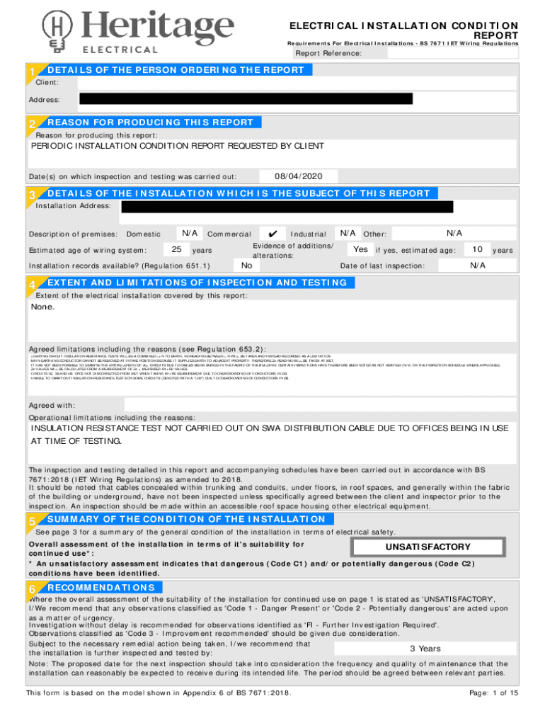 Fillable Online What Is AN EICR? - Heritage Emergency Electrician Fax ...