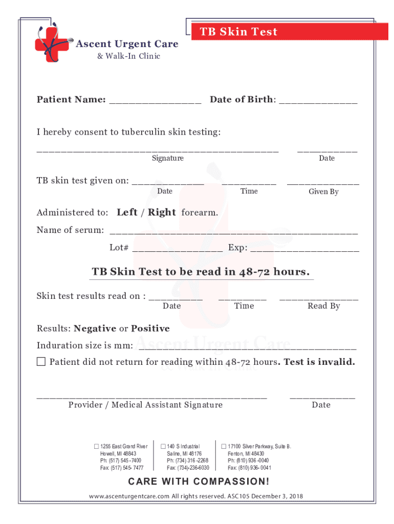 Fillable Online Consent for Mantoux Tuberculin Skin Test - Haven Home ...