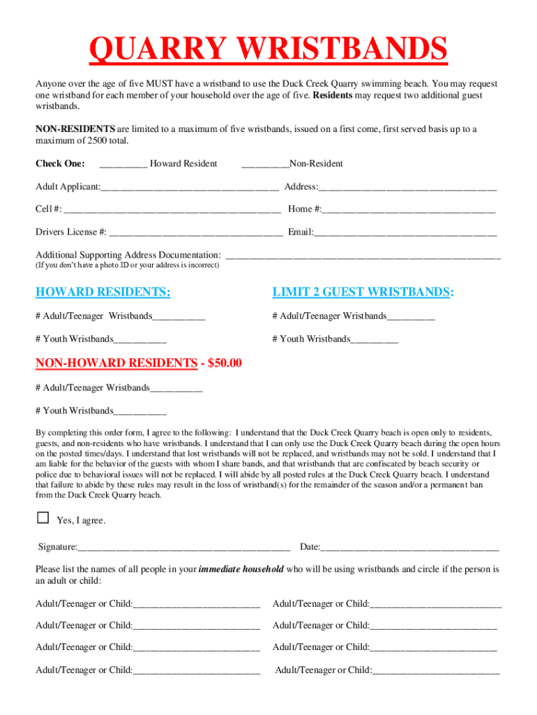Fillable Online Quarry wristband distribution is underway at Public ...