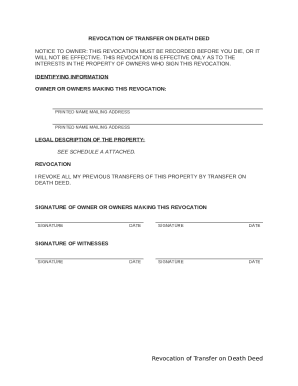 How to Revoke a Transfer-on-Death Deed Doc Template | pdfFiller